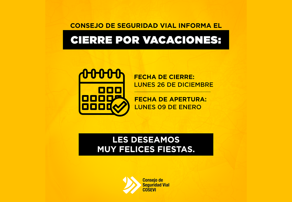 Cosevi cerrará oficinas por vacaciones institucionales y retomará ...